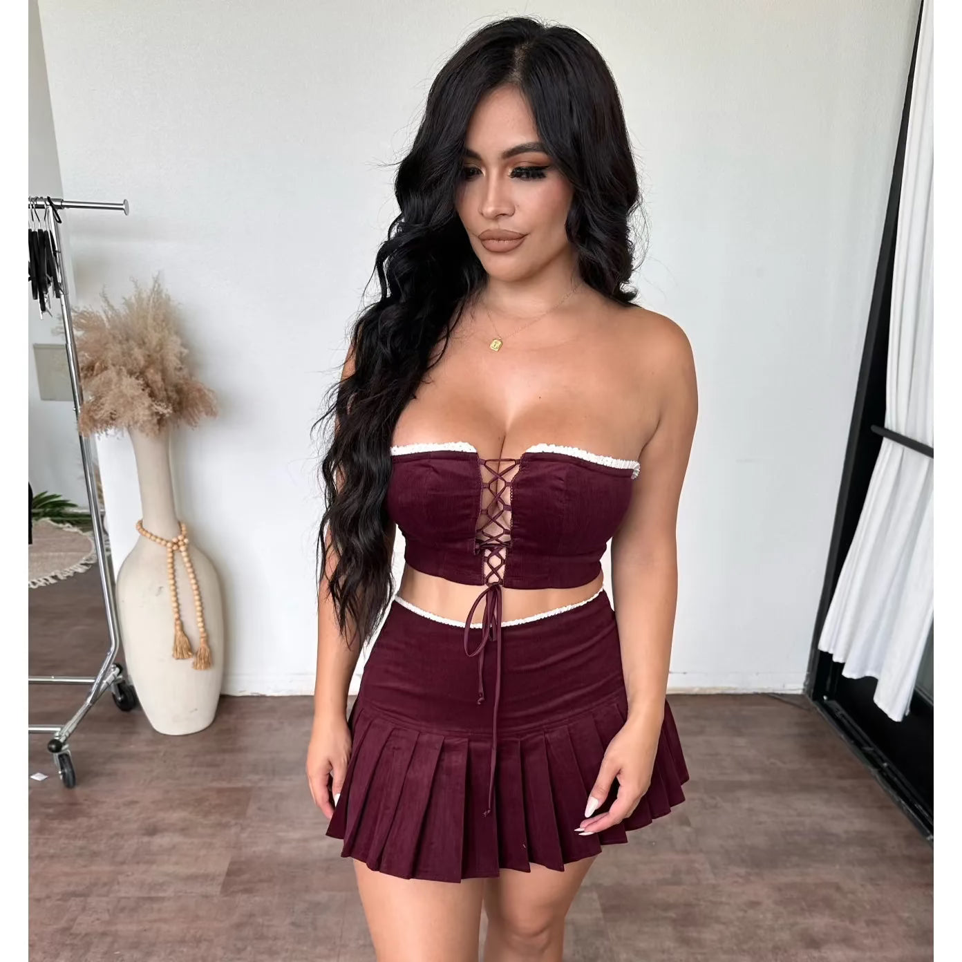 Riley skirt set (burgundy) – OOTDFASH